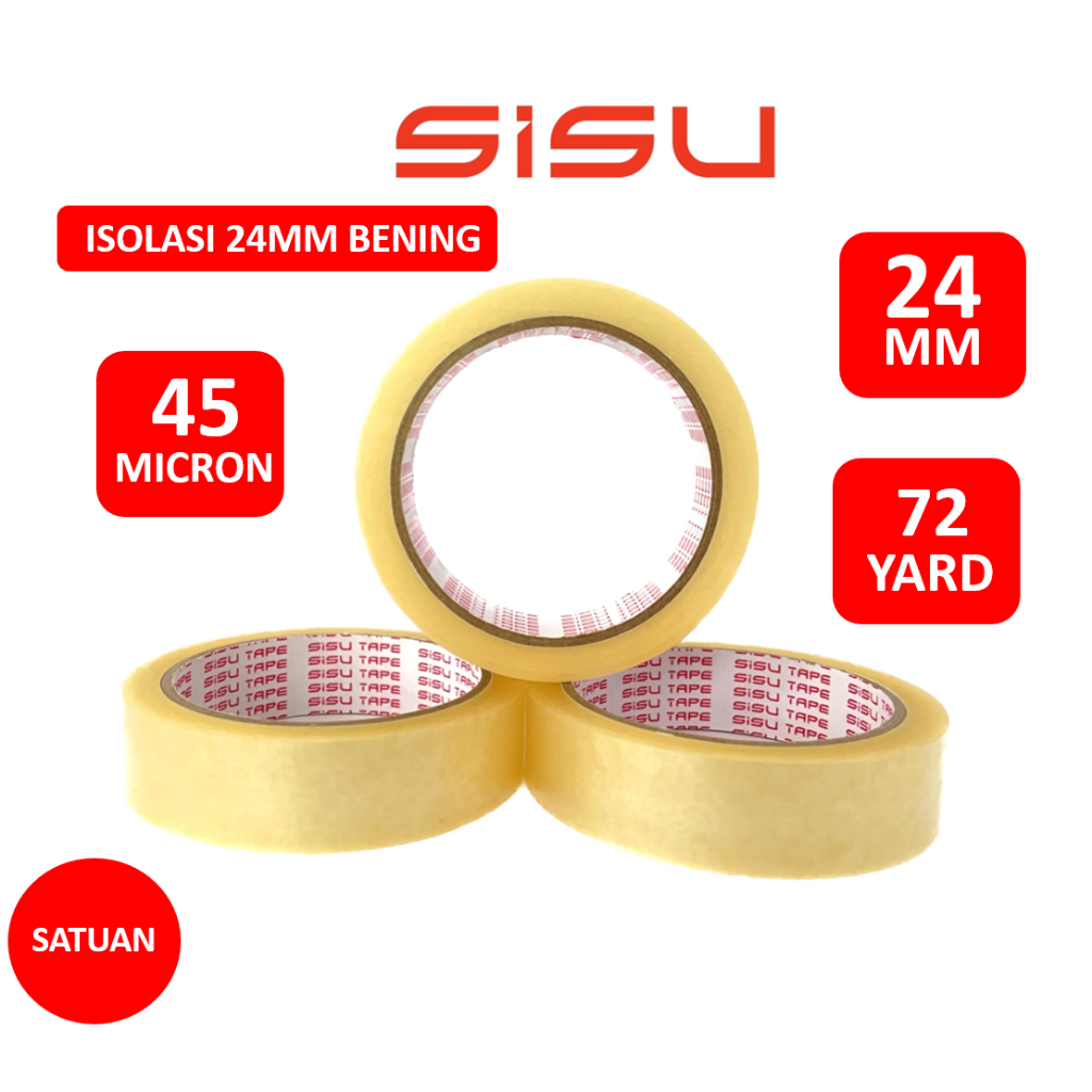 Jual Isolasi / Solatip Bening SISU Tape 24mm x 72Yard 1 Inch 1 ...