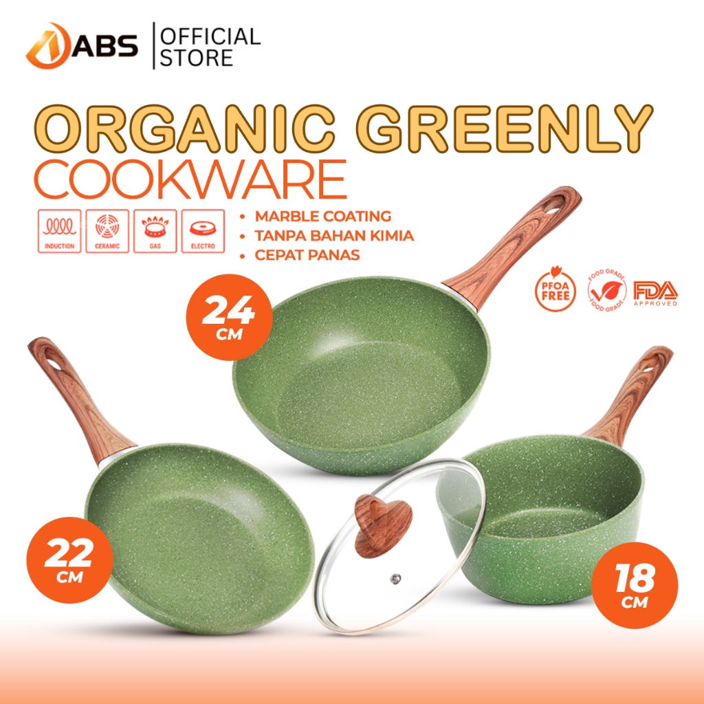 Jual ABS X Tifale Organic Greenly Cookware Marble Coated Anti lengket ...