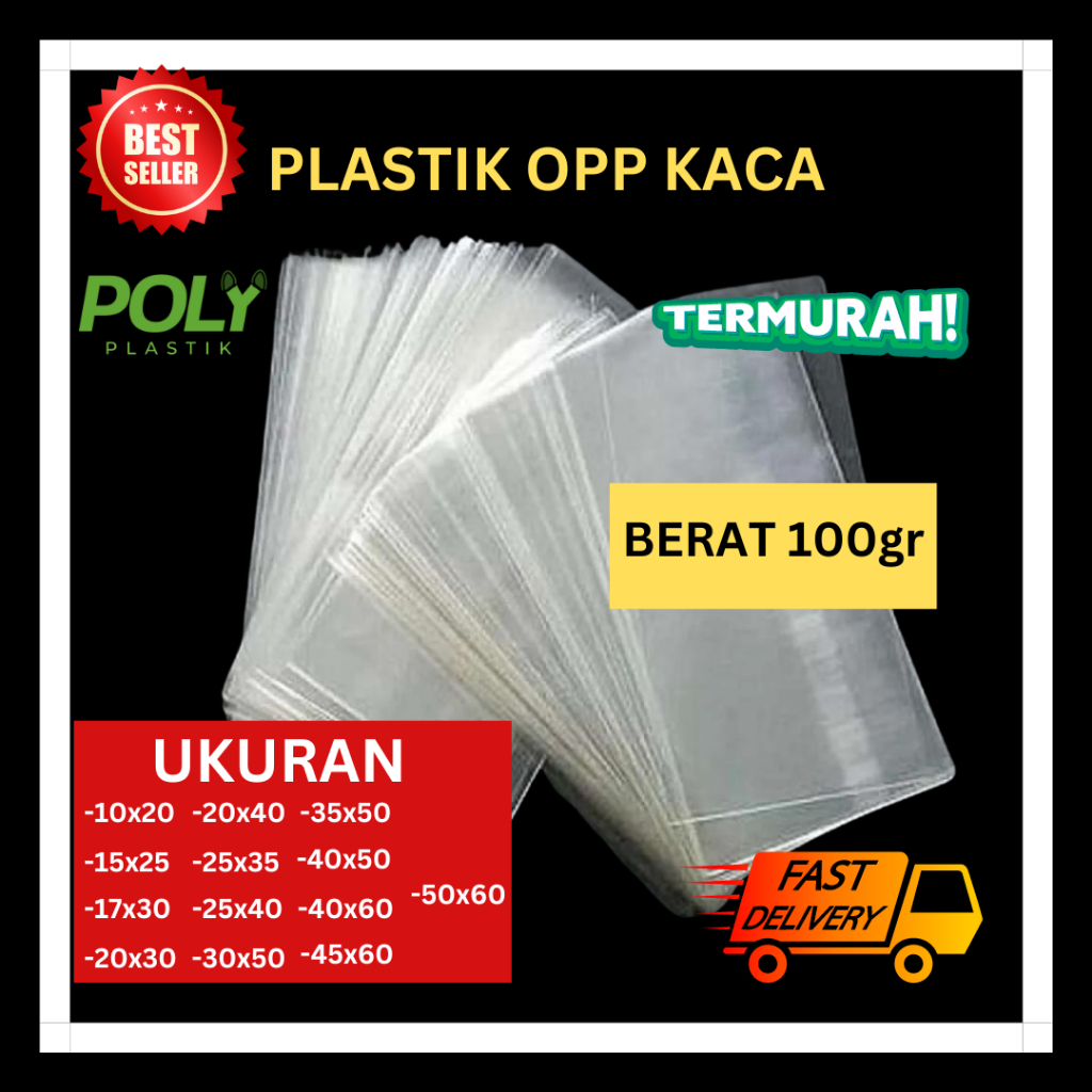 Jual Plastik OPP Kaca BENING TEBAL TERMURAH per 100gram Ukuran 10x20 ...