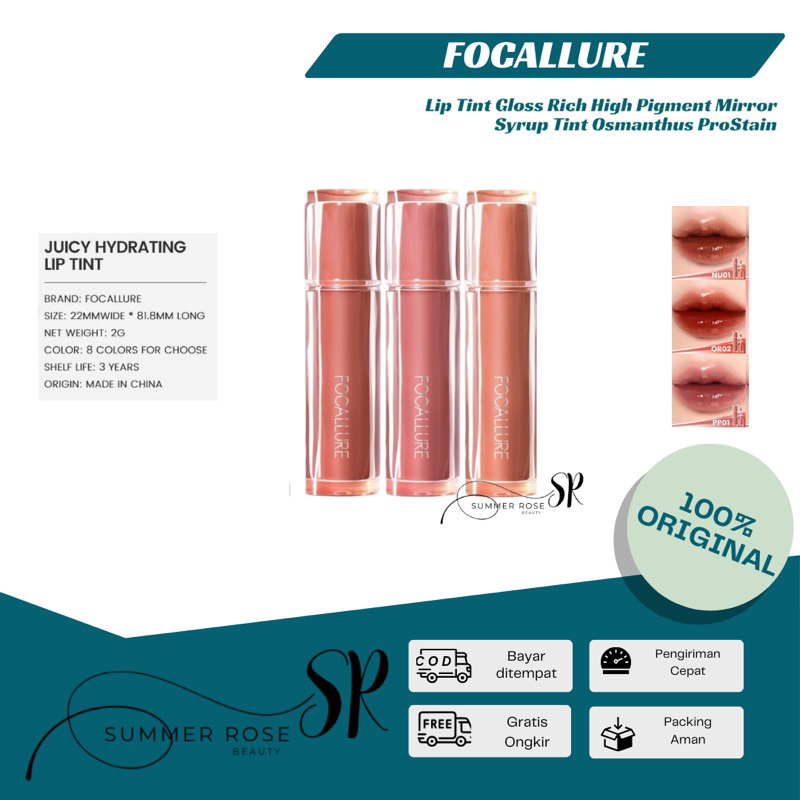 Jual SUMMERROSE - FOCALLURE FA-L10 Dewy Lip Tint Gloss Rich High ...