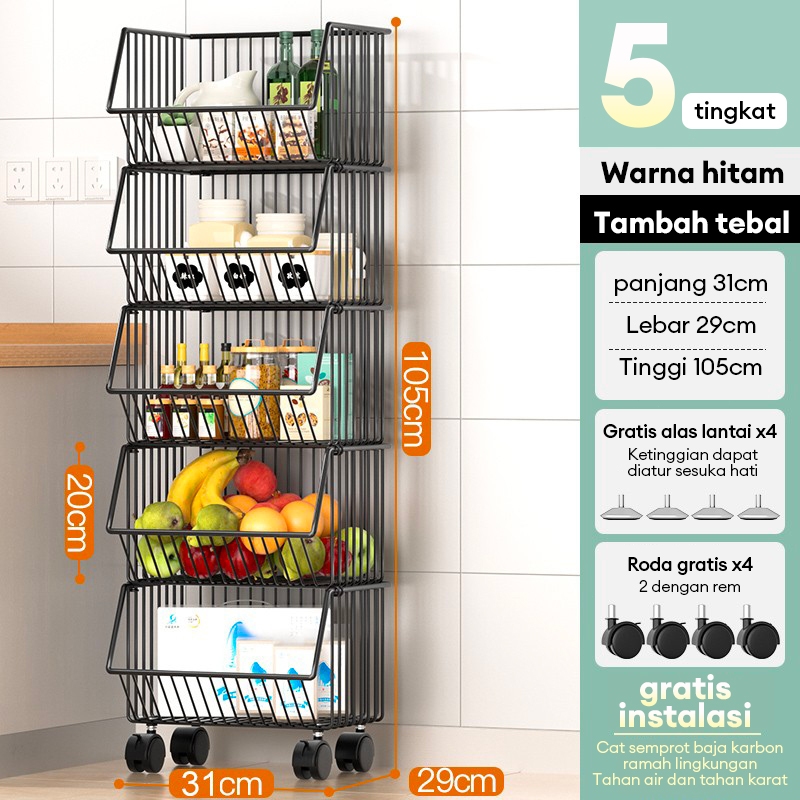 Jual Rak Troli Susun Besi Rak Ruang Tamu Rak Keranjang Buah Dan Sayur ...