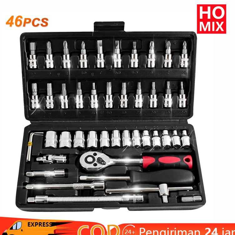 Jual Awv HOMIX 46PCS Kunci Sok Set Socket Full Lengkap Socket Tool Kit ...