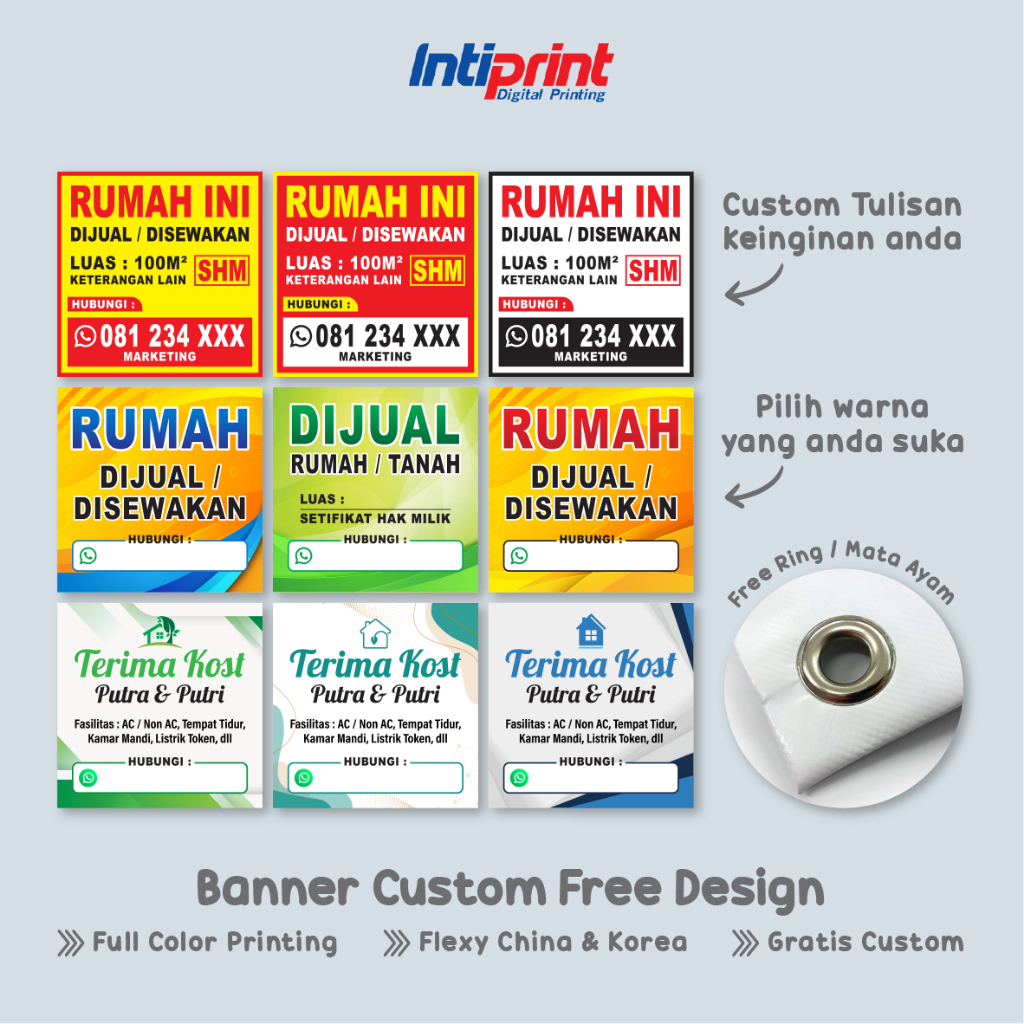 Jual Spanduk Rumah Dijual / Disewakan / Dikontrakan / Banner Terima ...