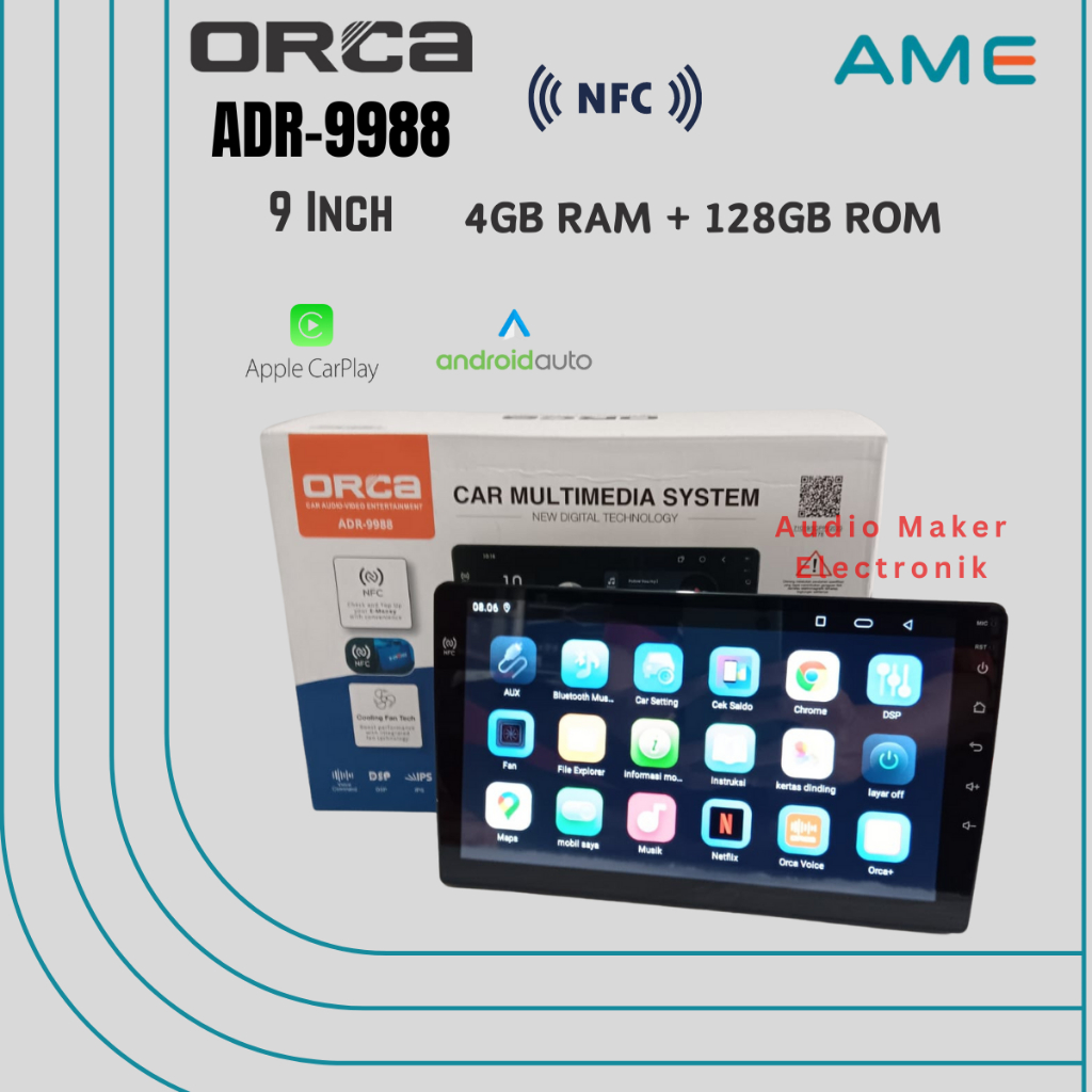 Jual Head Unit Android Orca ADR-9988 NFC 9 Inch Ram 4GB/128GB ...