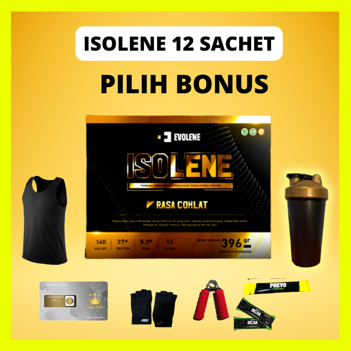 Jual ISOLENE 1 BOX 12 SACHET WHEY ISOLATE BPOM HALAL SUSU PROTEIN GYM ...