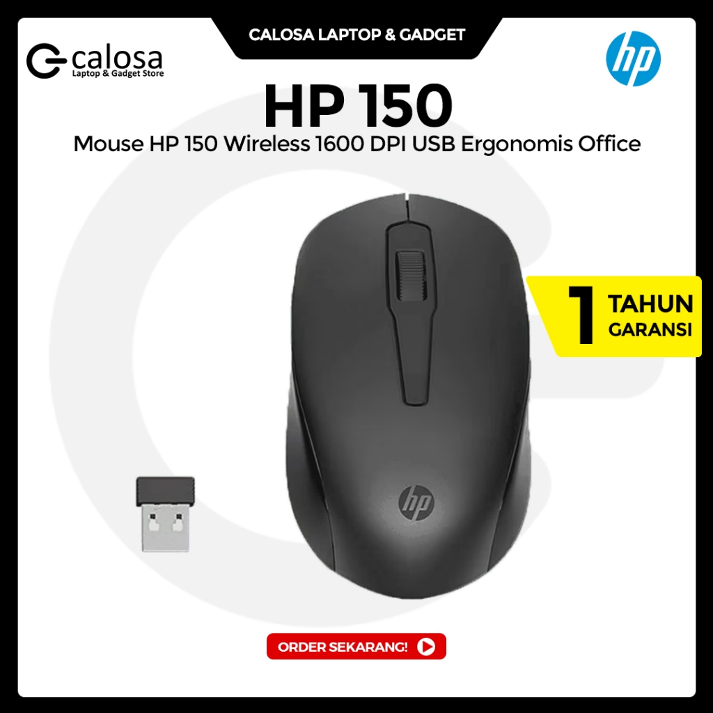 Jual Mouse HP 150 Wireless 1600 DPI USB Ergonomis Office - Original ...