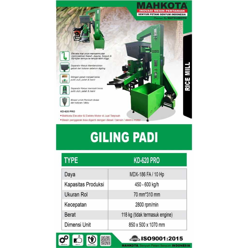 Jual Mesin Giling Gabah Padi Beras KD620 PRO MAHKOTA / Mesin Penggiling ...