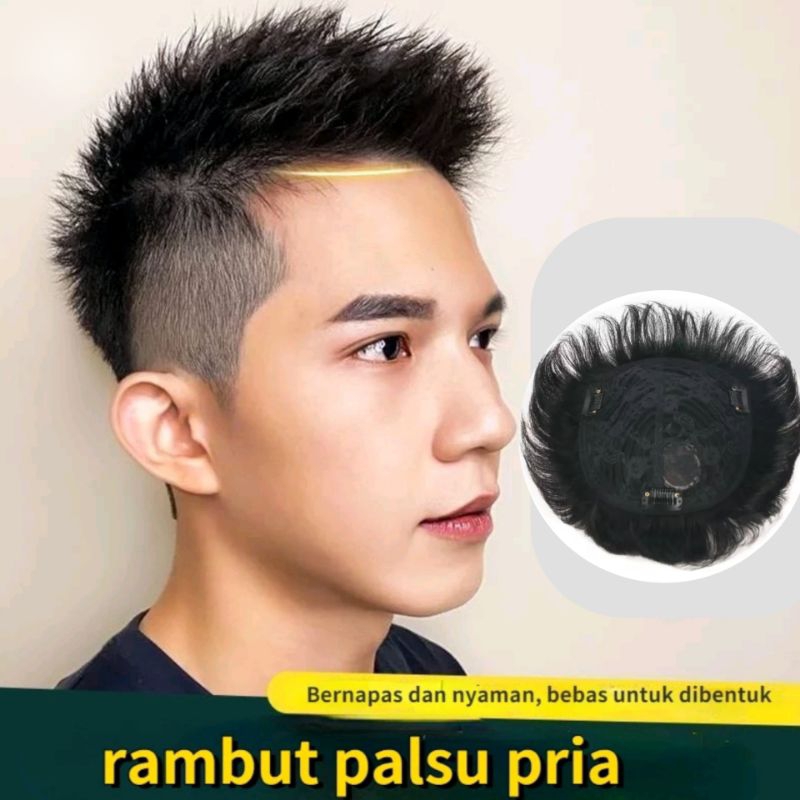 Jual Wig Blok Penutup Botak Pria Wig Tipis Penebal Rambut Model Cowok ...