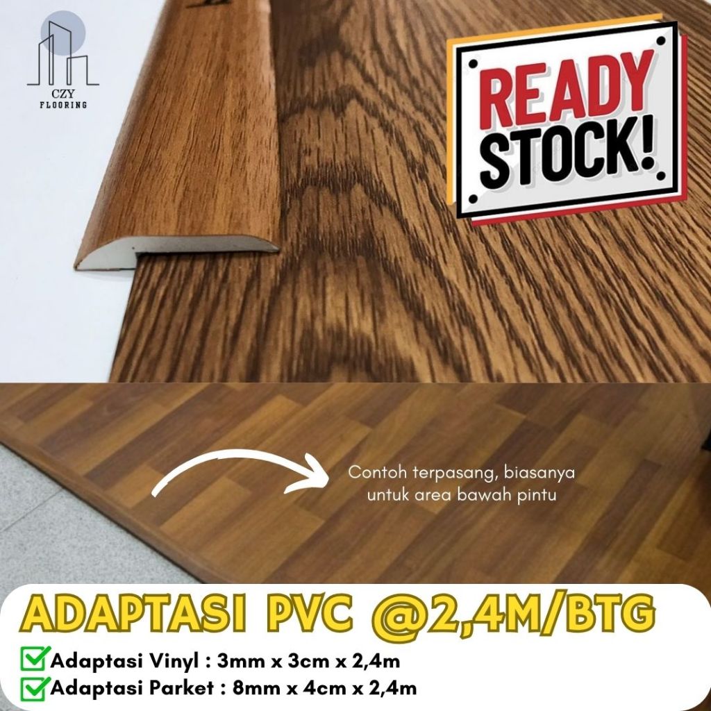 Jual LIST ADAPTASI PVC SOLID - ADAPTASI LANTAI VINYL/SPC/PARKET @2,4m/Btg | Shopee Indonesia