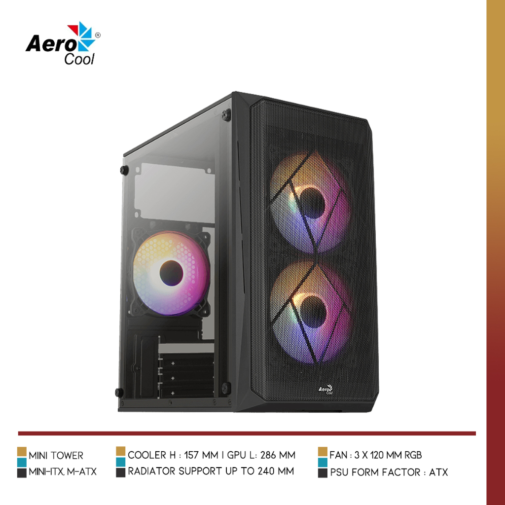 Jual AEROCOOL CS-107 A-BK-V2 | MINI TOWER CASE Acrylic Side Panel ...