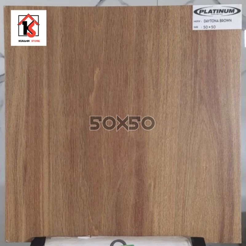 Jual Keramik Lantai 50x50 Matt Keramik Motif Kayu Keramik 50x50 Daytona Brown | Shopee Indonesia