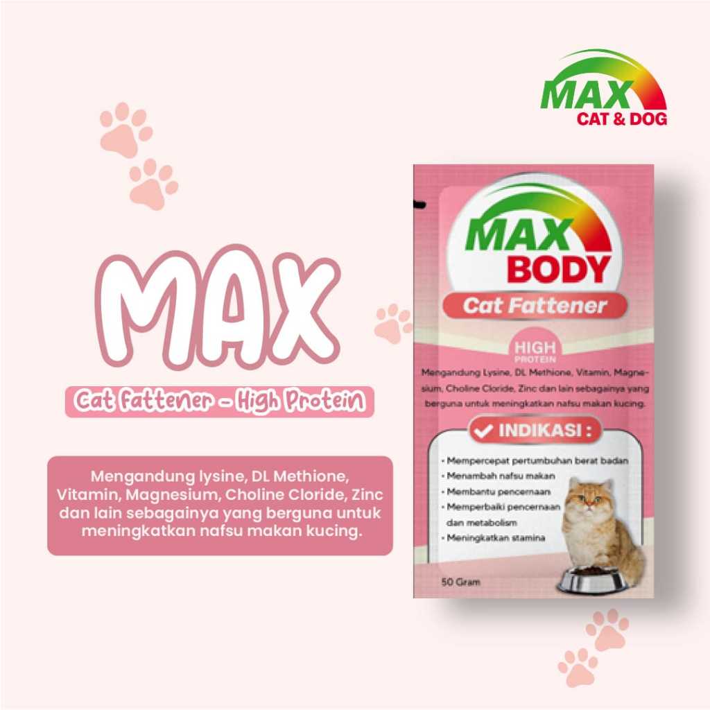 Jual MAX BODY 50GR vitamin penambah nafsu makan kucing BODY FATTENER 50 ...