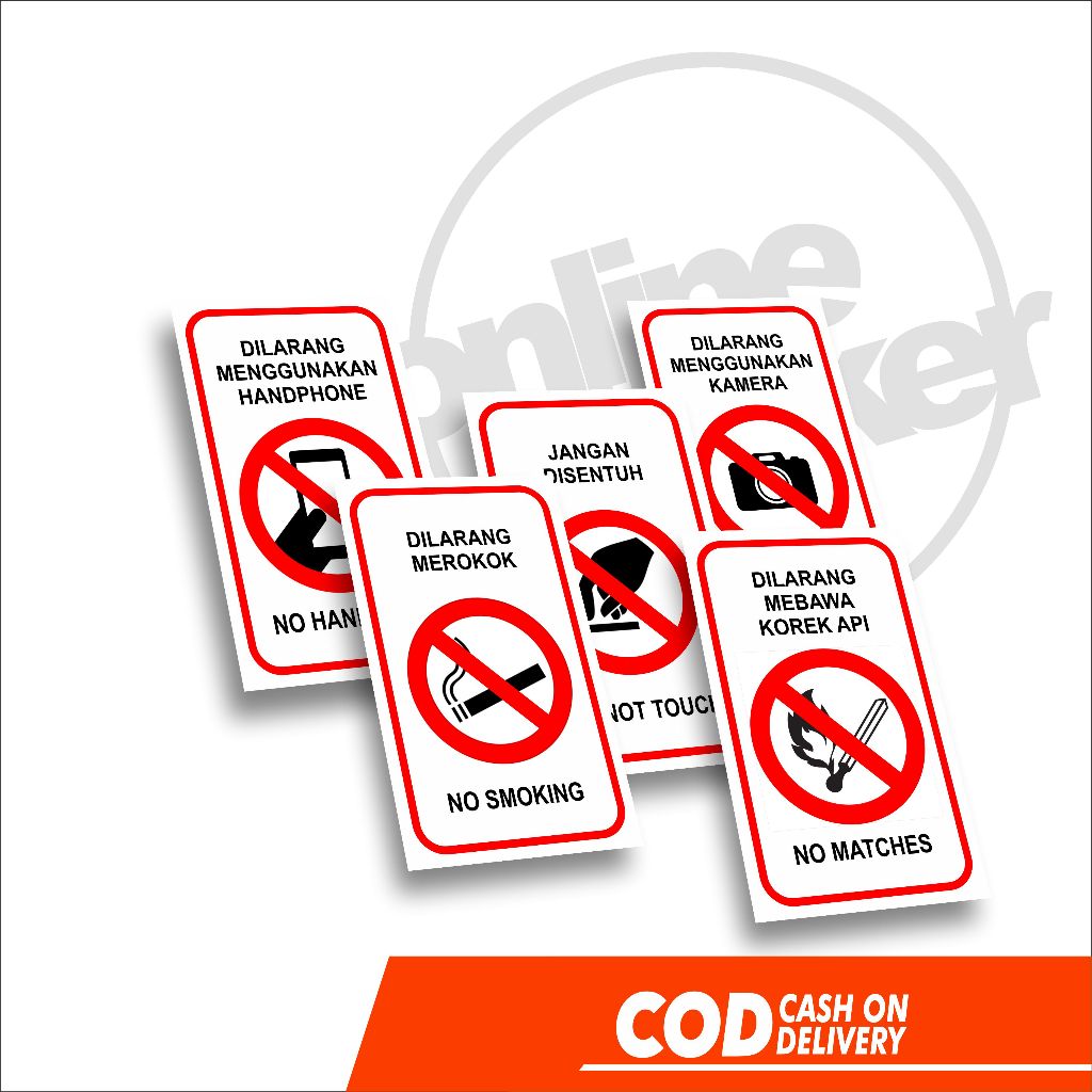 Jual Stiker Rambu Larangan safety sign | Print. Sticker | Shopee Indonesia