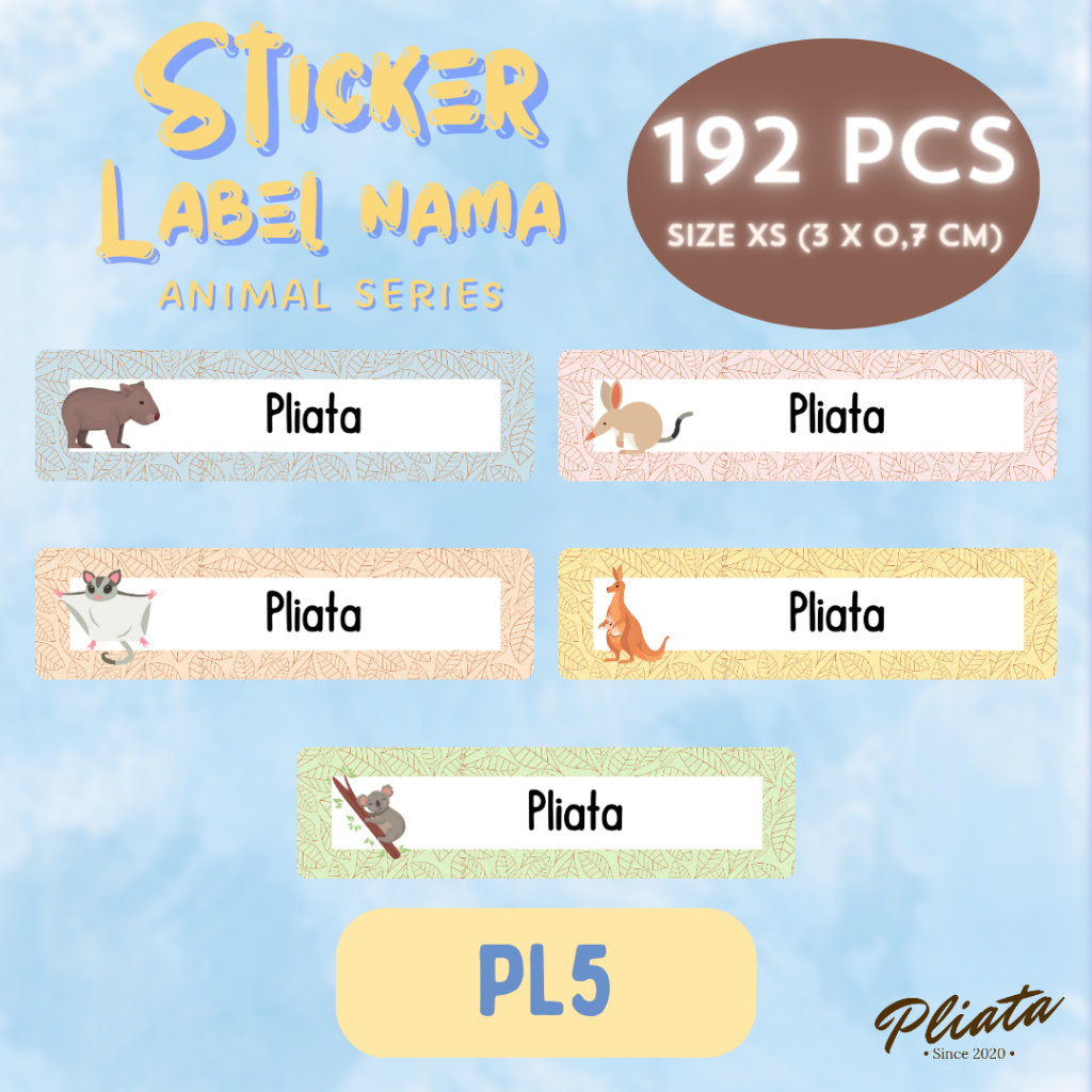 Jual (PL5) LABEL NAMA Stiker Waterproof - PLIATA Sticker Label Custom ...