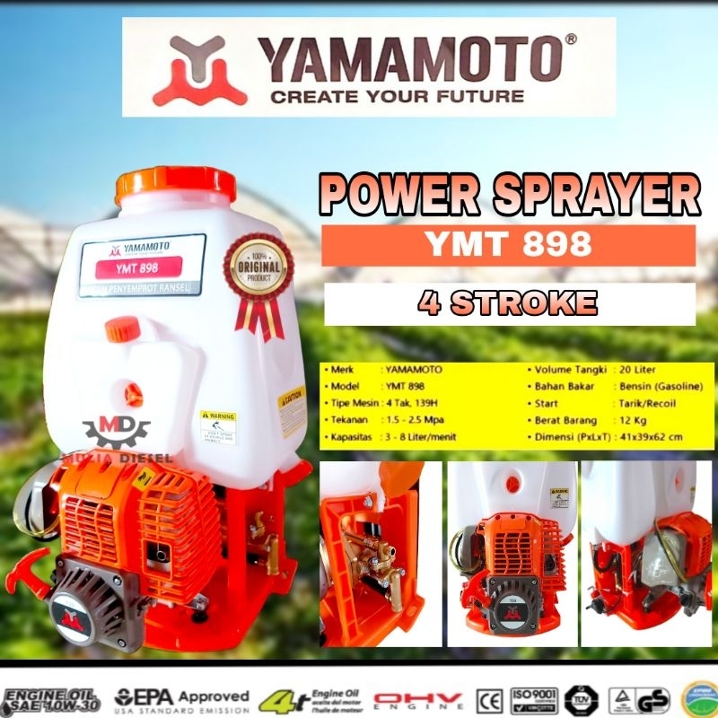 Jual Mesin Semprot Hama Racun Power Sprayer YAMAMOTO YMT 898 4 TAK YMT898 Knapsack | Shopee ...