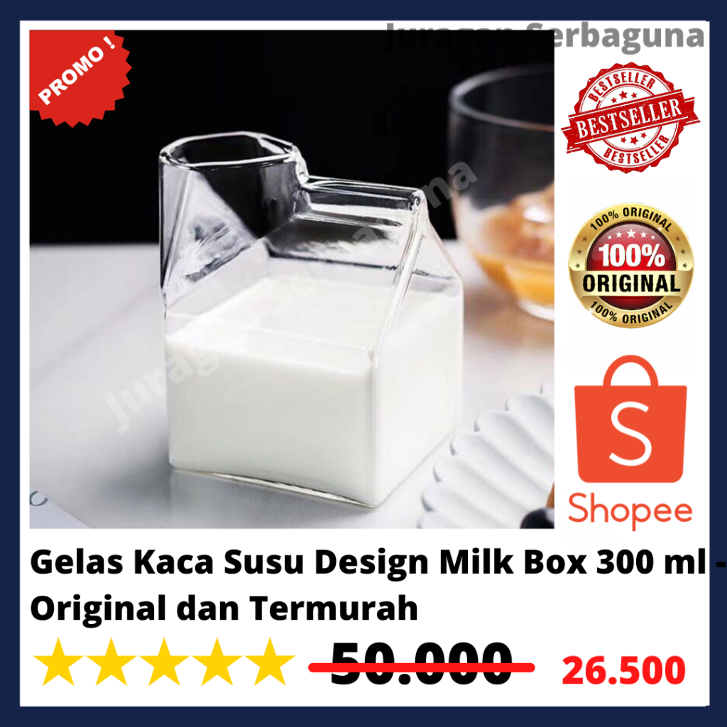 Jual Gelas Kaca Susu Design Milk Box 300 ml - Original dan Termurah ...