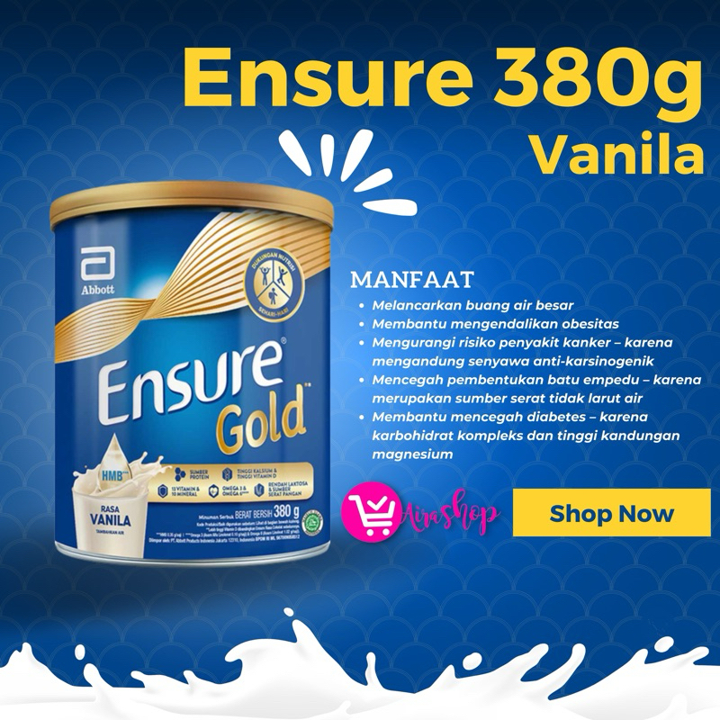 Jual Ensure Gold Rasa Vanila 380 gr | Shopee Indonesia