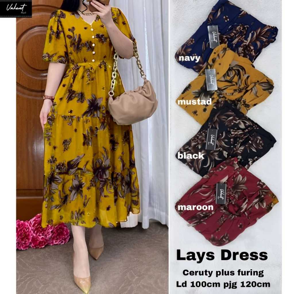 Jual LAYS DRESS PAKAIAN WANITA BUSUI TERBARU BAHAN CERUTY LD 100 PJ 120 ...