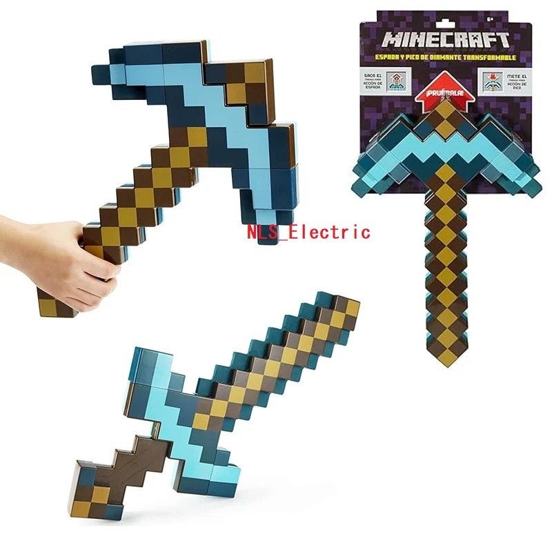 Jual sword mainan pedang minecraft diamond axe biru berubah bentuk ...