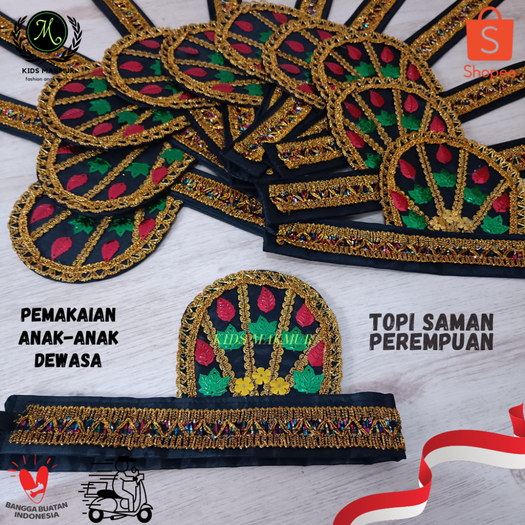 Jual Topi TARI SAMAN ACEH perempuan topi saman topi adat aceh bungong ...