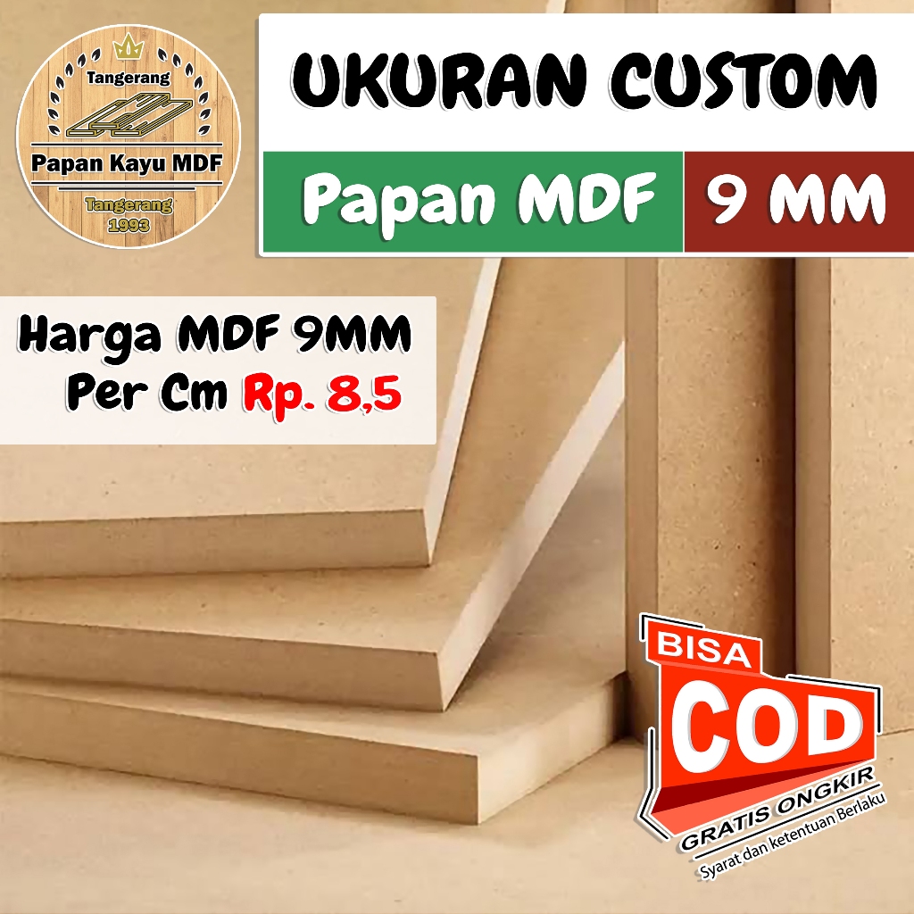 Jual Kayu Papan MDF Ketebalan 9MM Ukuran CUSTOM Per CM ( MDF WARNA ...