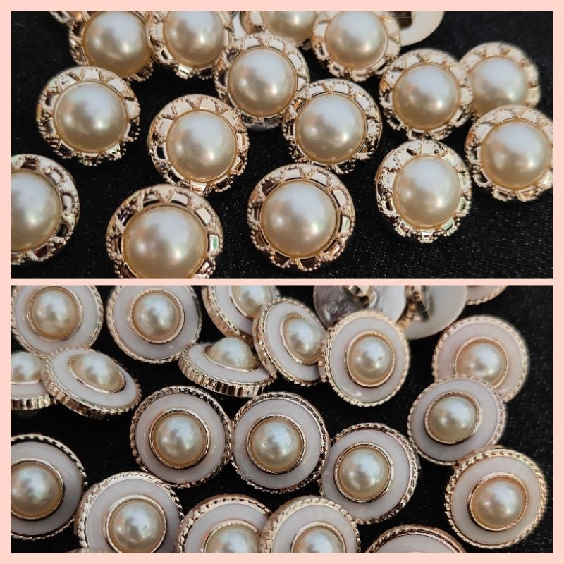 Jual 12 Kancing Mutiara timbul Jamur Motif 15 mm/18mm/21mm | Shopee ...