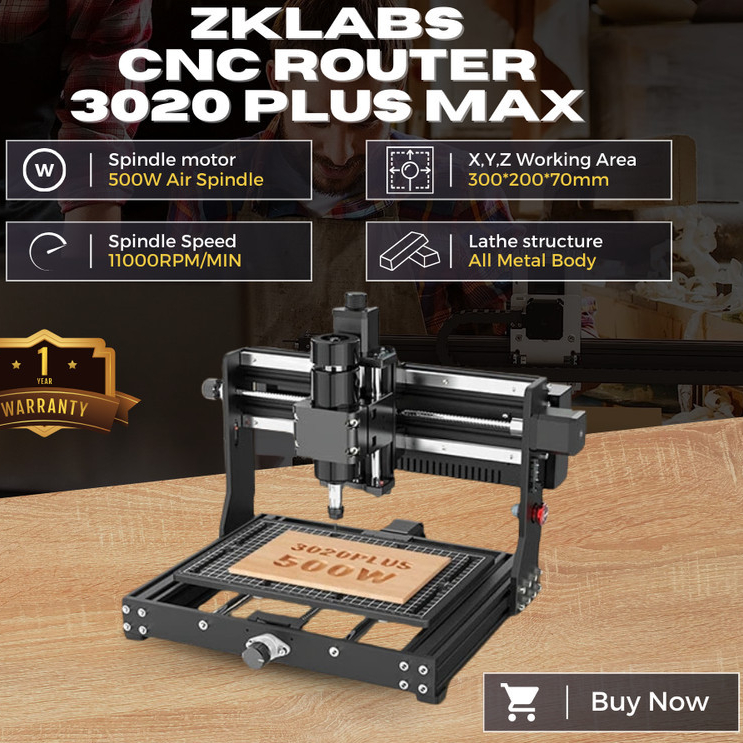 Jual ZKLabs CNC Router 3020 Plus MAX 500W Spindle 3 Axis Linear Rail | Shopee Indonesia