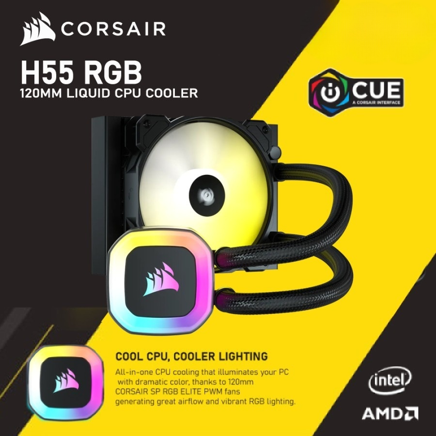 Jual CPU Liquid Cooler Corsair H55 RGB 120mm | Shopee Indonesia