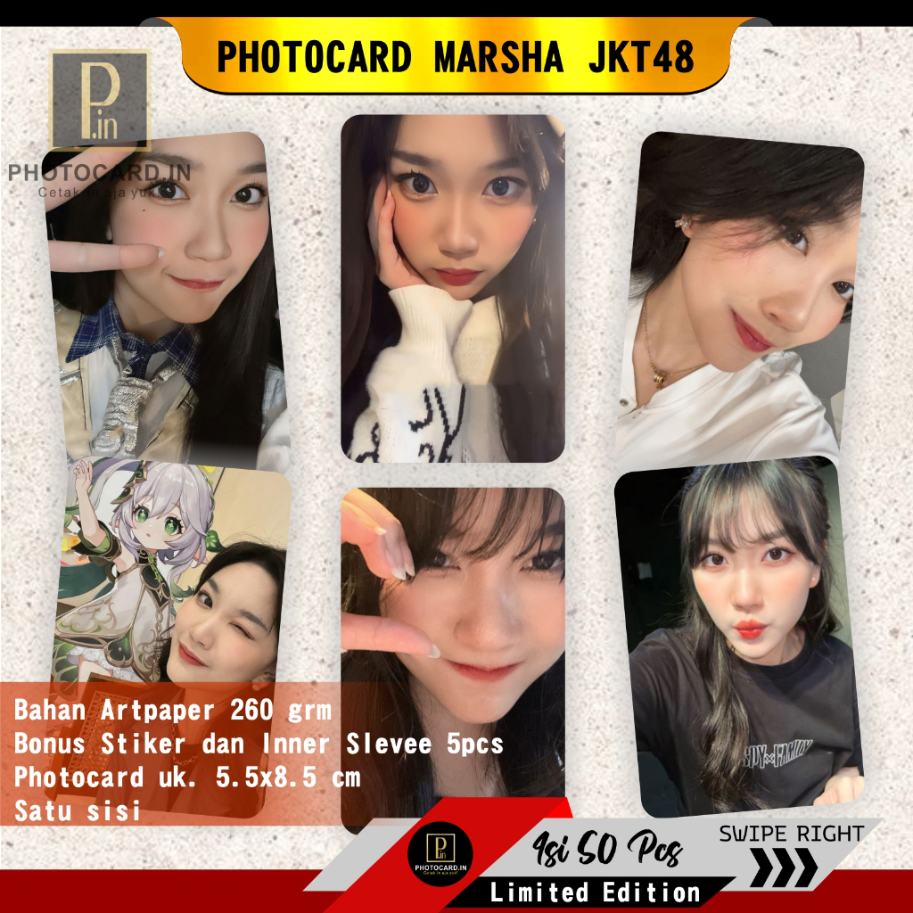 Jual Photocard Marsha Lenathea (Marsha JKT48) isi 50 pcs (Free Stiker dan Inner Slevee 5pcs ...