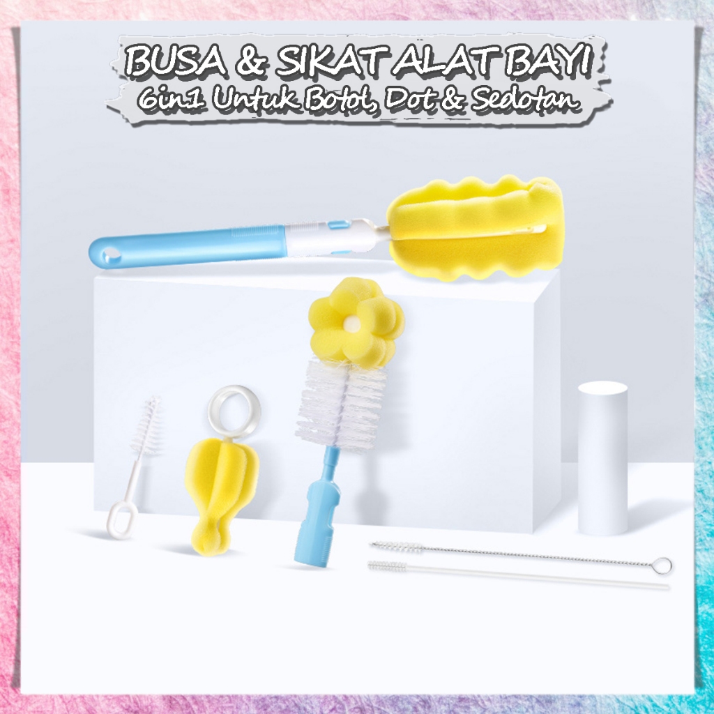 Jual Sikat Pembersih Botol Susu Bayi 6 in 1 Alat Pencuci Dot Baby ...