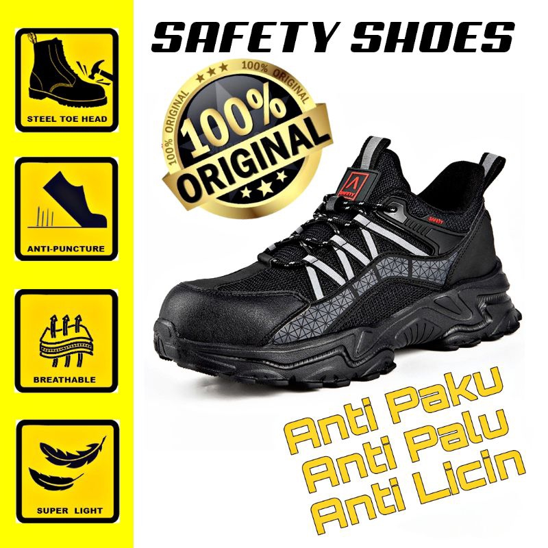 Jual Sepatu Safety Sneakers Model Hiking Sport ( Ujung Besi ) Anti ...