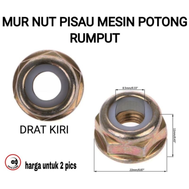 Jual Mur Nut Kepala Pisau Mesin Potong Rumput Mur Gear Case Kepala ...