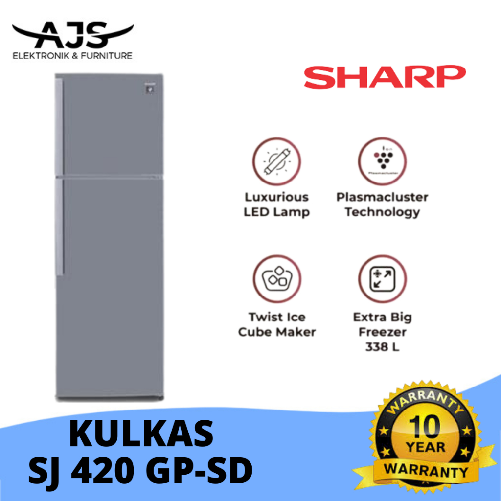 Jual KULKAS SHARP 2 PINTU SJ 420 GP SD INVERTER GARANSI RESMI | Shopee ...