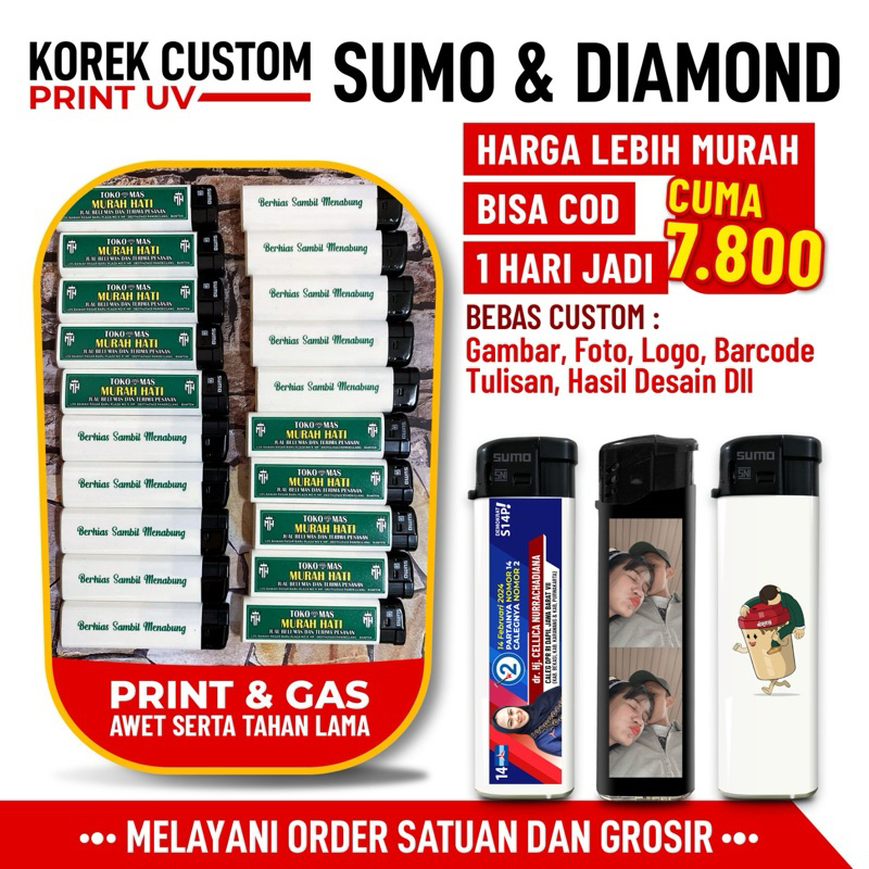 Jual KOREK CUSTOM magnetic Sumo & Diamond // korek api gas // (1HARI ...