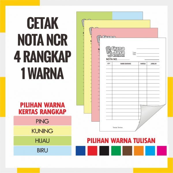 Jual Nota 4 Ply Custom Nota Laundry Surat Jalan Nota Toko Faktur Toko ...