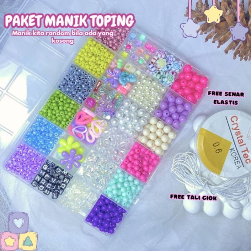 Jual Paket Manik Manik DIY Bahan Aneka Kerajinan / Set Manik Manik DIY ...