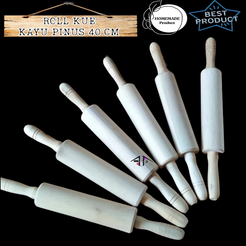 Jual Rolling Pin Premium 40 CM / Roll Adonan Kue Kayu Pinus 40 Cm / Rol ...