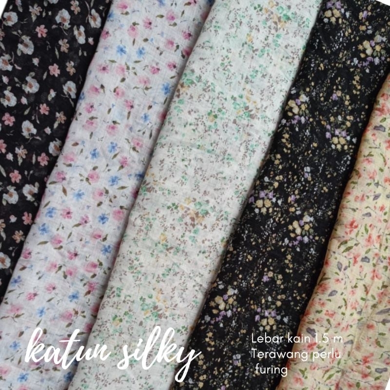 Jual kain katun silky premium motif bunga | Shopee Indonesia