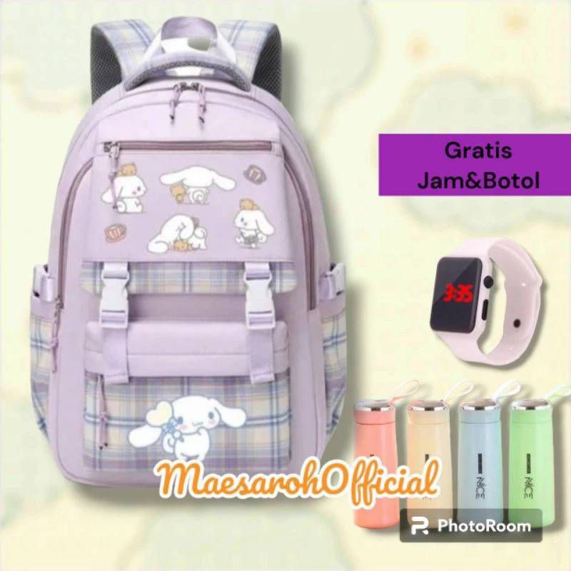 Jual BANYAK BONUSNYA Tas Ransel Korea Kuromi Sanrio Cinnamorol 5in1 Tas Ransel Sekolah Anak ...