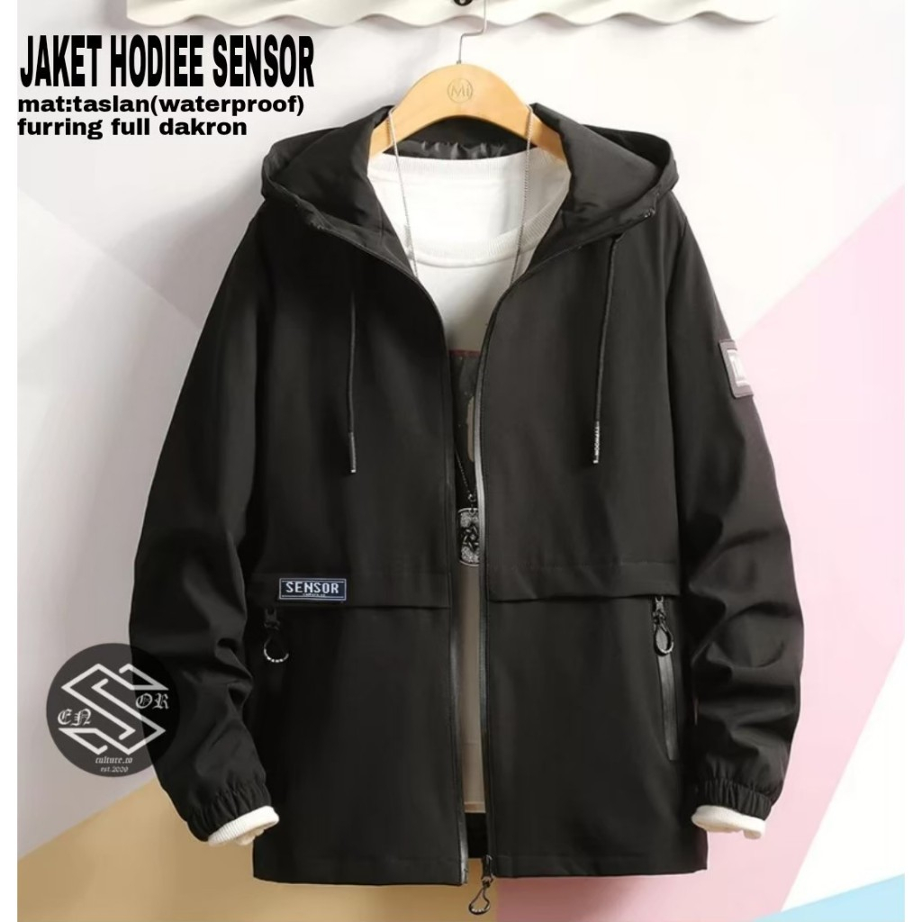 Jual SNSR - Jakat Pria Hoodie Taslan Sensor / Jaket Taslan Waterproof ...