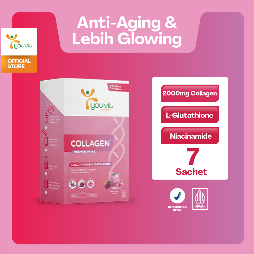 Jual [Weekly Pack] Minuman Kolagen Serbuk | Youvit Collagen Drink dengan L-Glutathione ...