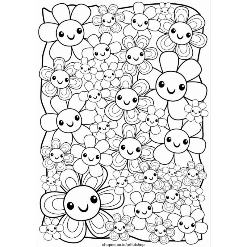 Jual KERTAS MEWARNAI/GAMBAR/SKETSA/COLORING BUNGA CANTIK UNTUK ANAK ...