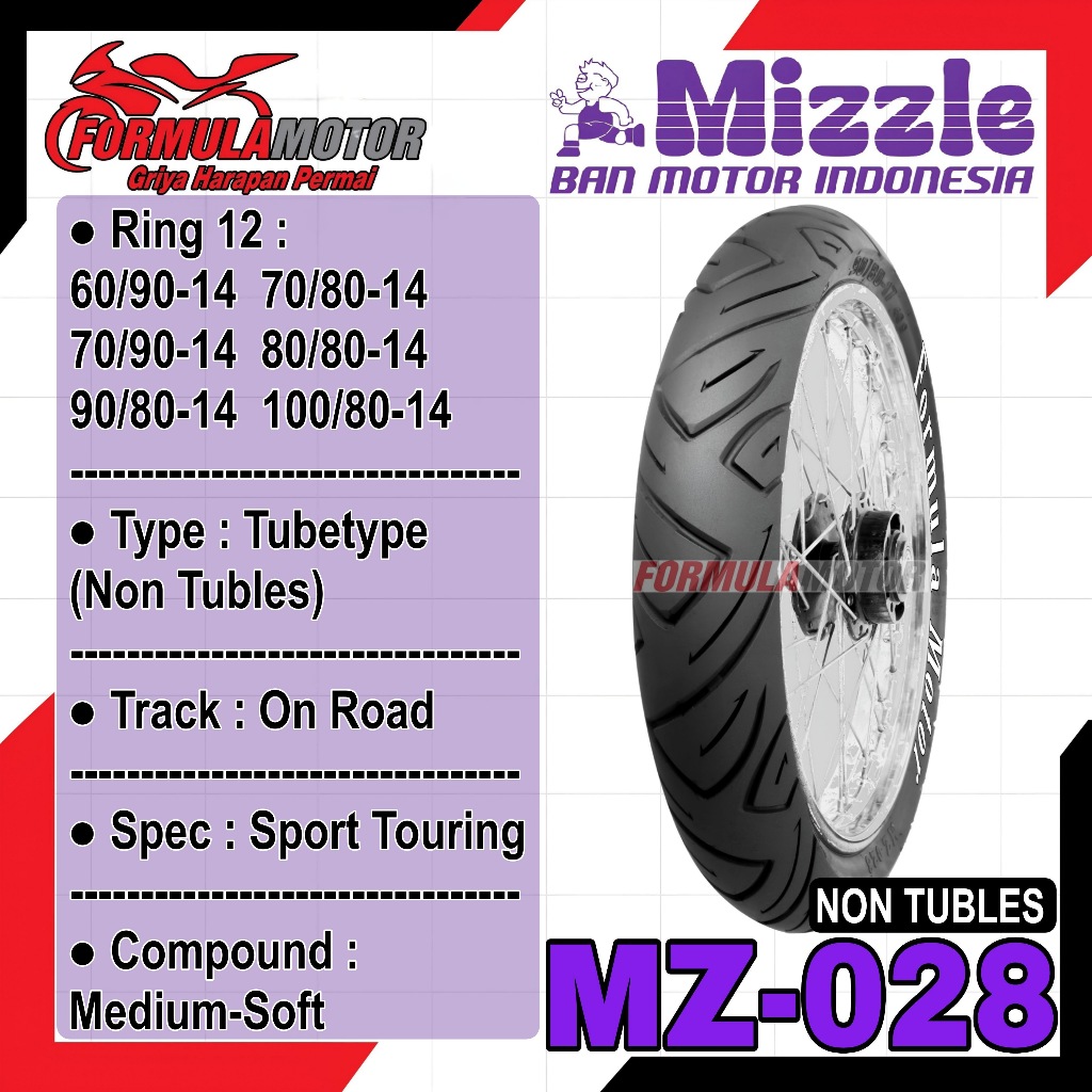 Jual Mizzle MZ028 MZ-028 Ring 14 Tubetype All Size - Ban Motor Matic ...