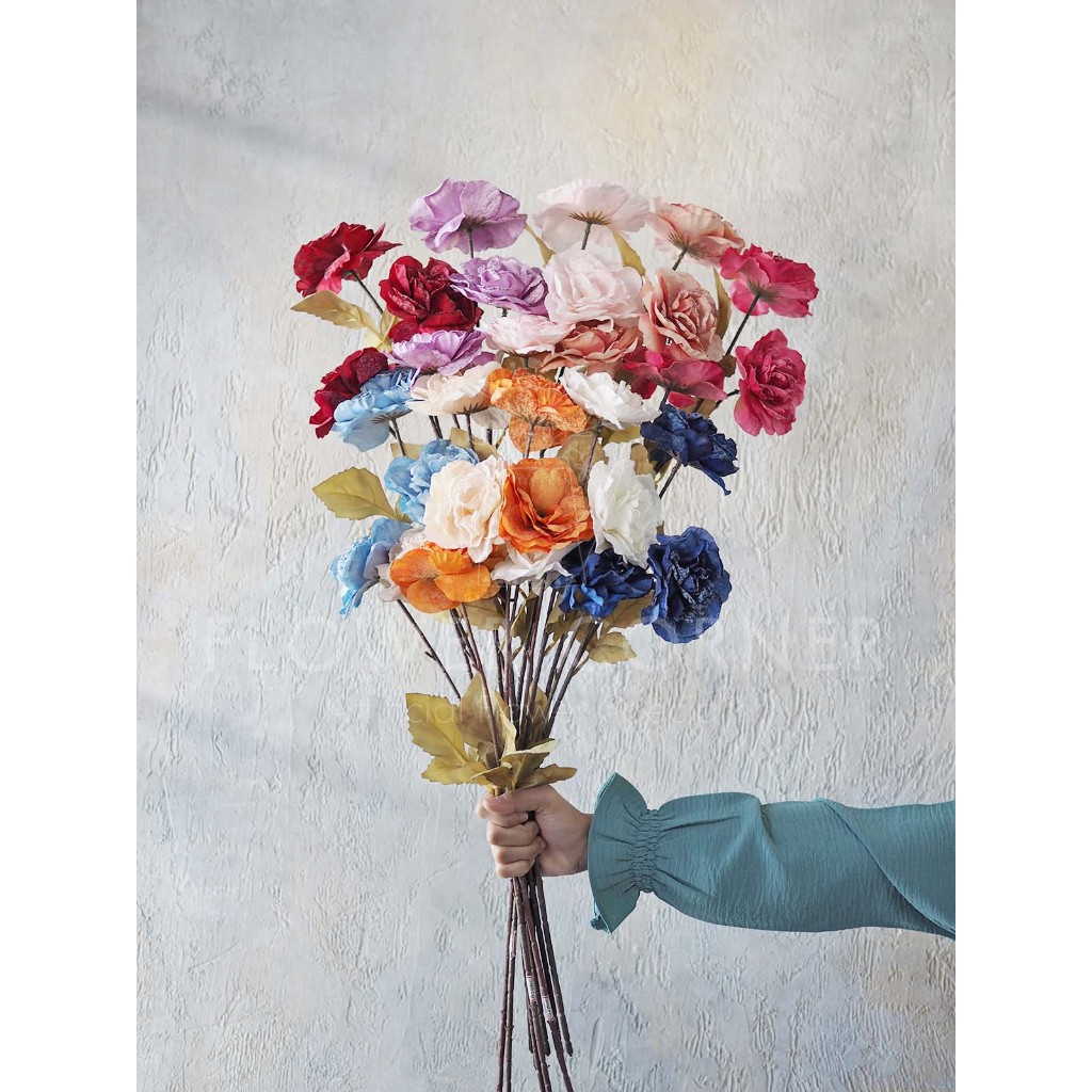 Jual Bunga Artificial Burnt Rose Spray 3 Kuntum (B24006) | Shopee Indonesia