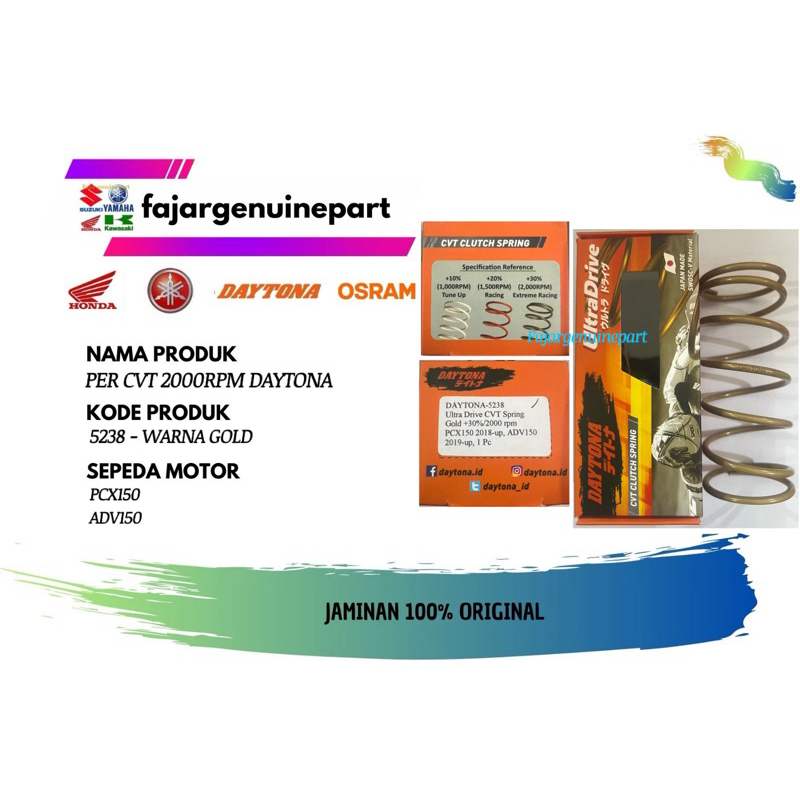 Jual Per CVT daytona pcx new adv 2000RPM original japan made kode 5238 ...