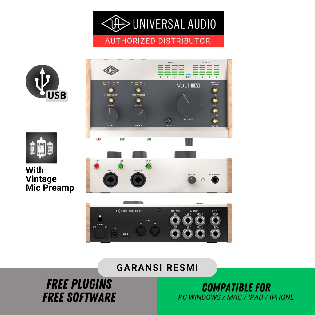 Jual Universal Audio Volt 476 With Vintage Preamp USB Audio Interface Soundcard Recording Live ...