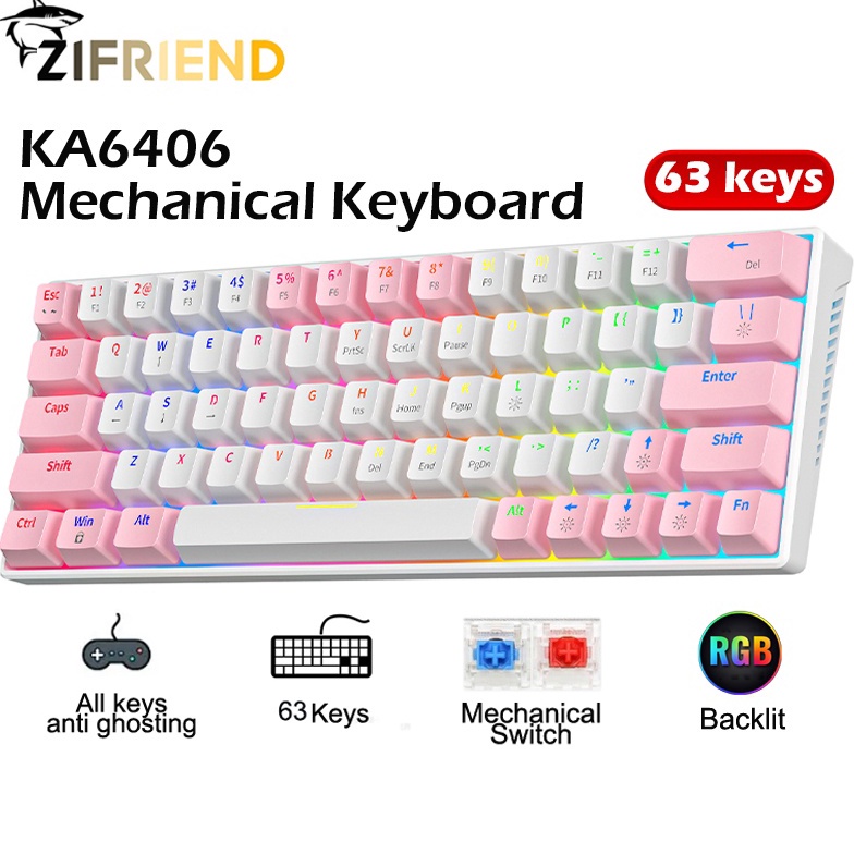 Jual ART J77I ZIFRIEND KA646 Mechanical Keyboard RGB Backlit Black ...
