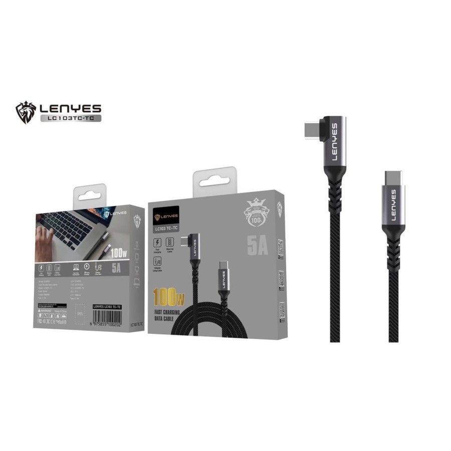 Jual Kabel Data Lenyes 100W 5A Fast Charging Type C to Type C LC-103 ACC | Shopee Indonesia