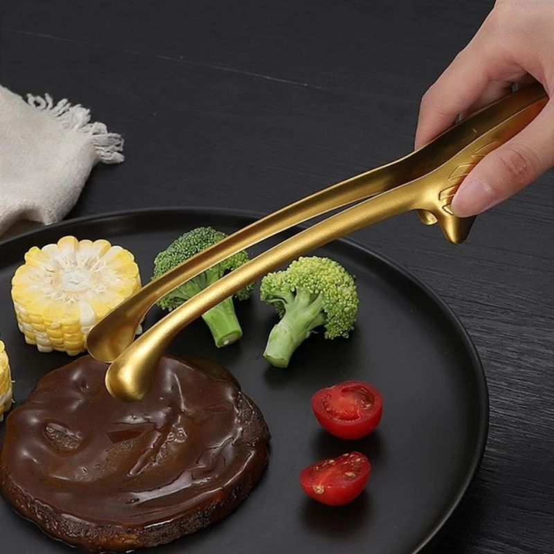 Jual Capitan Daging Korean BBQ Stainless Gold Emas/ Food Tongs | Shopee ...