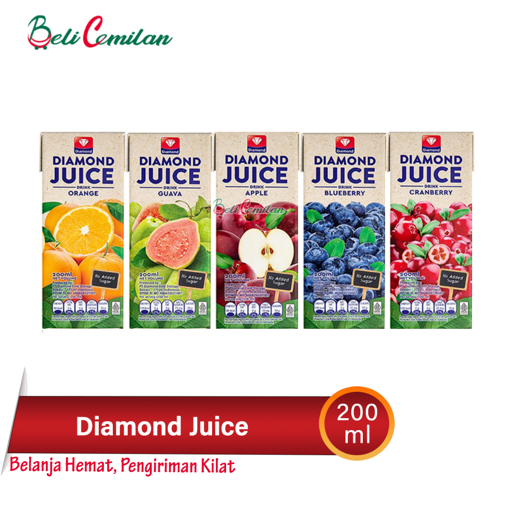 Jual Jus Buah Aneka Rasa 200ml - Diamond Unsweet Juice Drink | Shopee ...